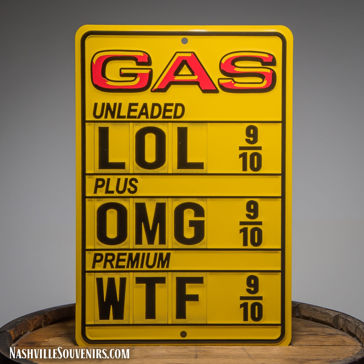 GAS Unleaded LOL Tin Sign | NashvilleSouvenirs.com