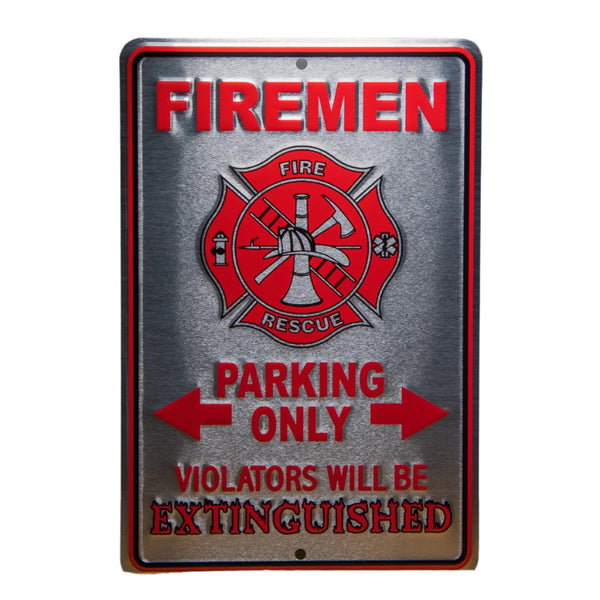 FIREMAN Parking Only Tin Sign | NashvilleSouvenirs.com